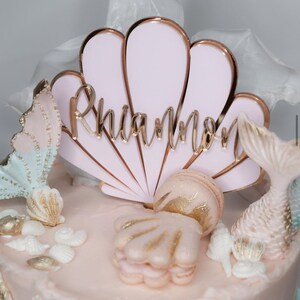 Custom Acrylic Mermaid Cake Topper, Mirror Acrylic Shell, Shell Cake ...
