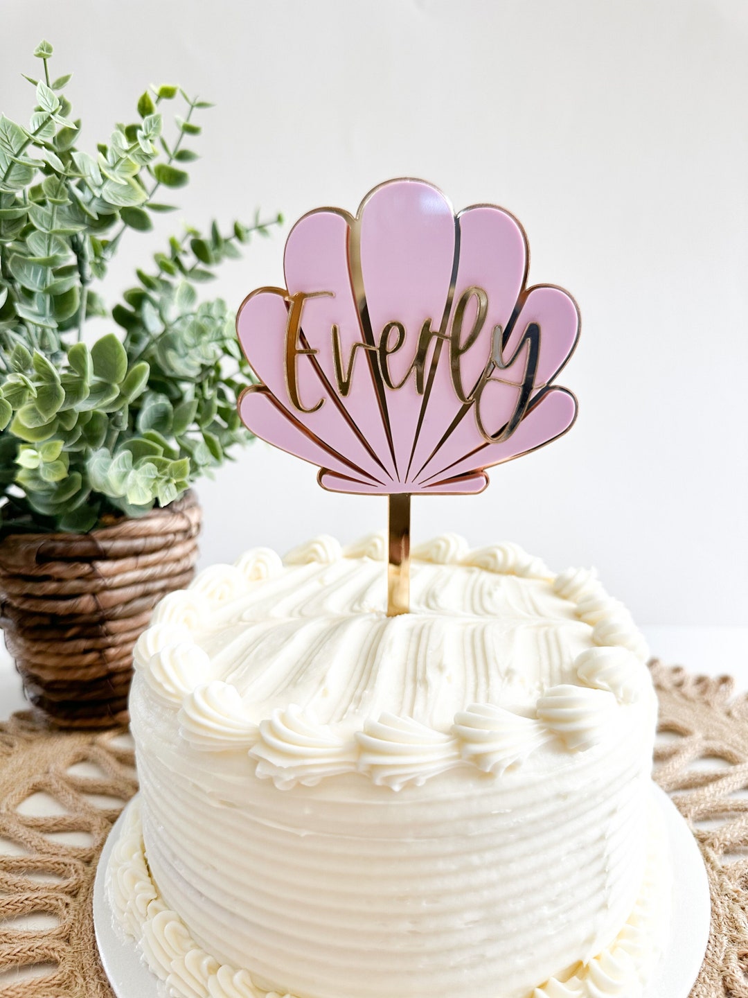 Custom Acrylic Mermaid Cake Topper, Mirror Acrylic Shell, Shell Cake ...