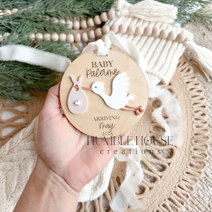 Stork Baby Announcement Ornament, Personalized Stork Ornament, New Baby ...