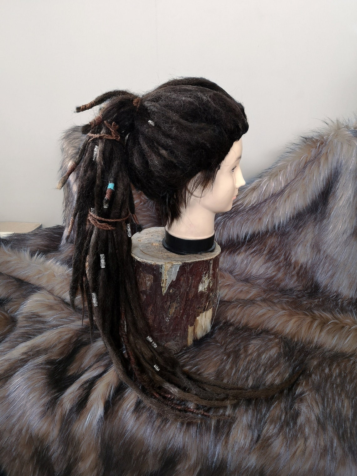 Senua Wig Hellblade - Dreadlock Dark Brown Synthetic Hair Ponytail ...