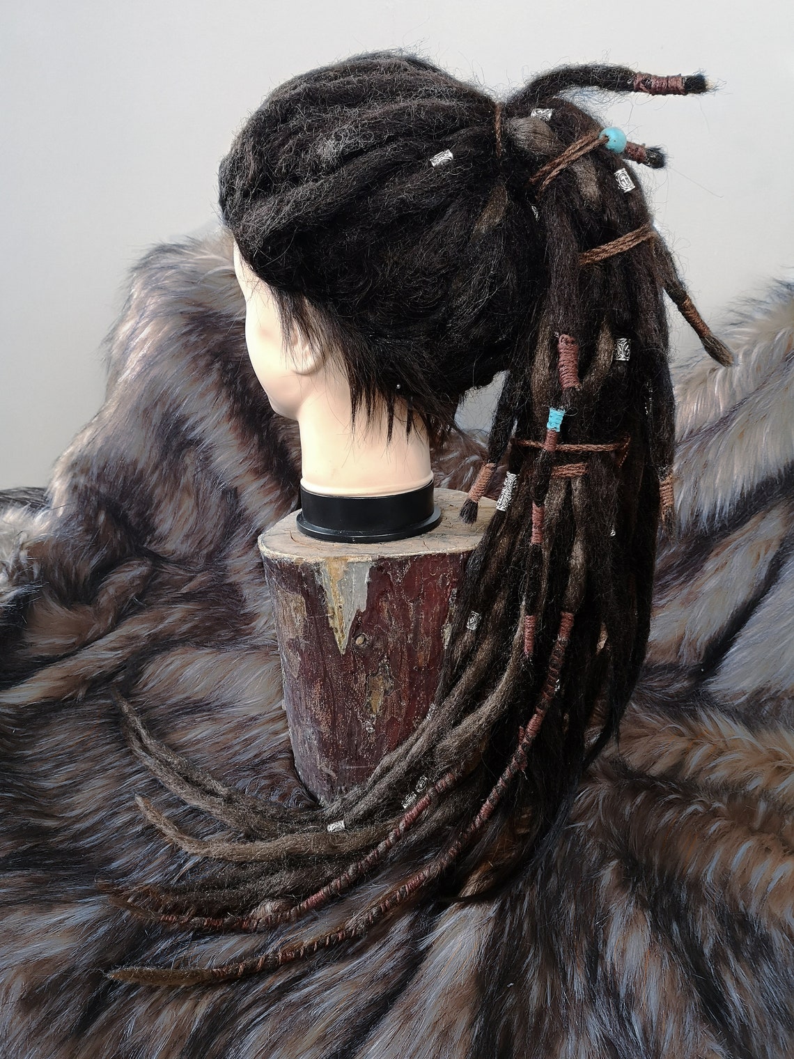 Senua Wig Hellblade - Dreadlock Dark Brown Synthetic Hair Ponytail ...