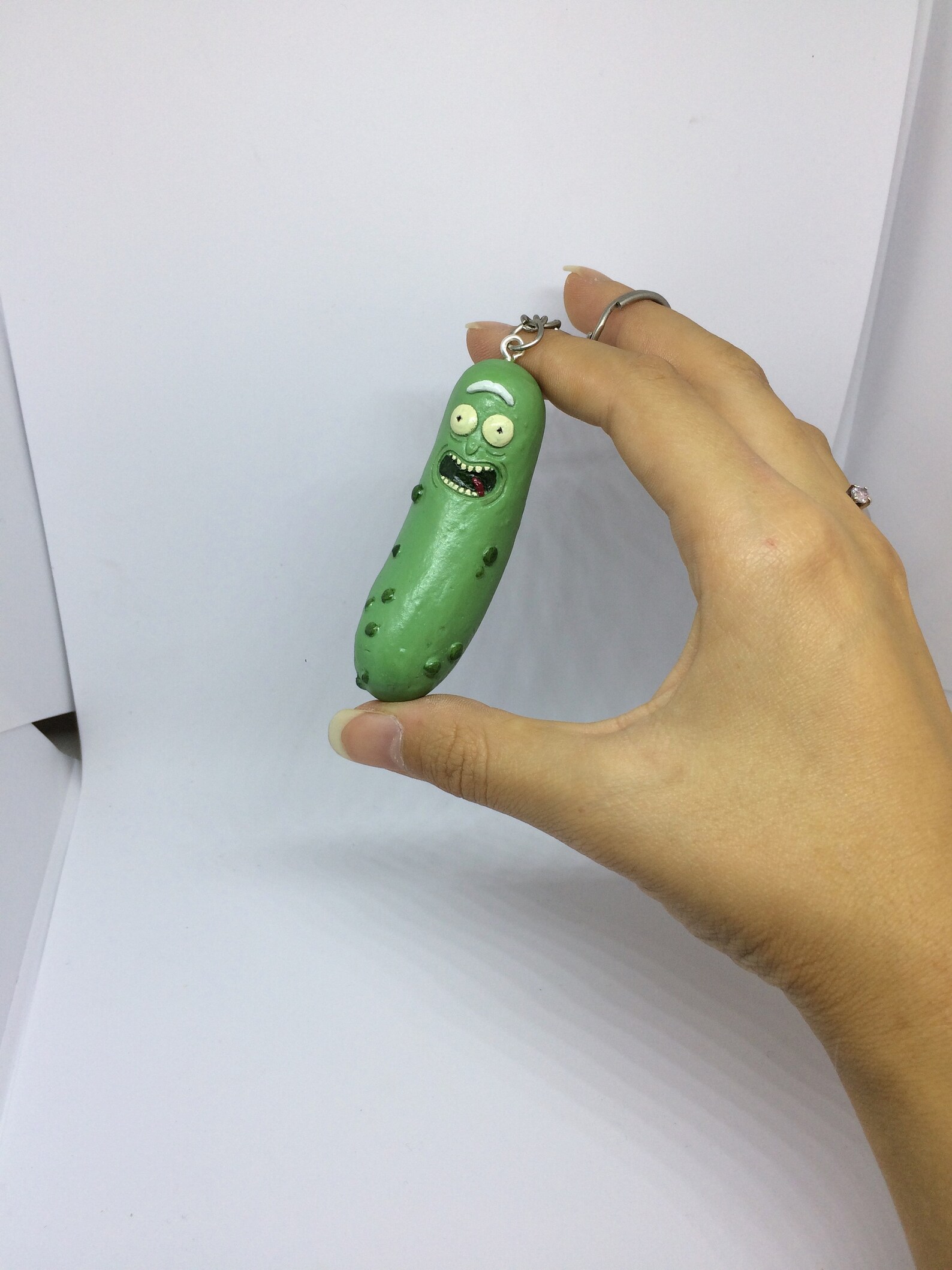 Fan Art Pickle Green Keychain Inspired Keyring Nerd and Geek - Etsy