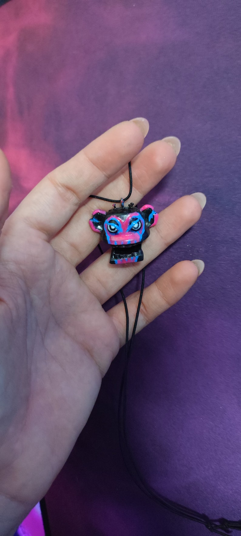 Jinx Neon Uv Paint Monkey Head Bomb Arcane Necklace League - Etsy