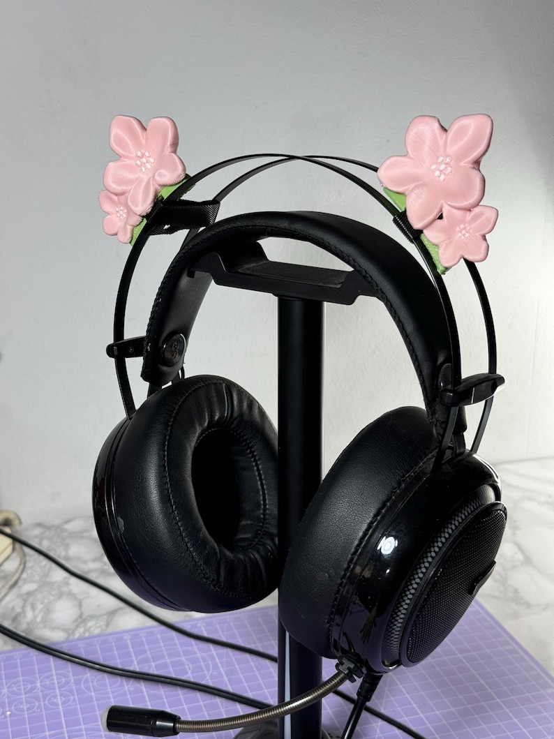 Pink Sakura and Green Little Sprout Headset Accessories - Headset Ears ...