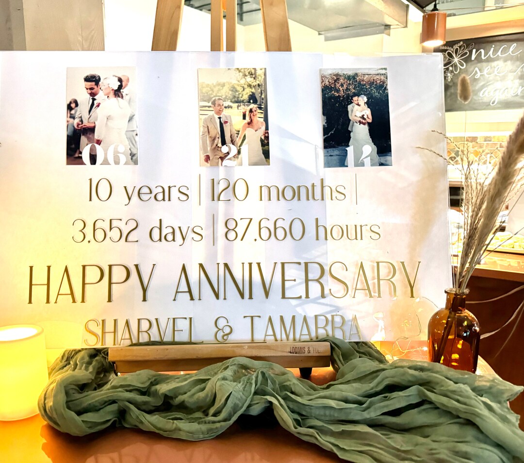 Acrylic Anniversary Sign With Photo and Vinyl Lettering Acrylic Wedding ...