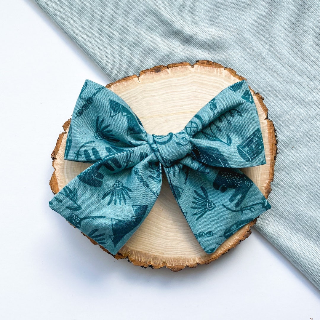 Camping Stories Bow Forest Bow Evergreen Olive Hair Bow - Etsy