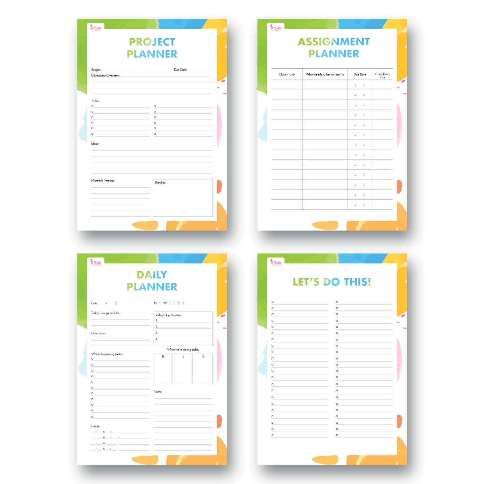 Printable Student/study Planner, 25 Printable Planner Pages, Blank ...