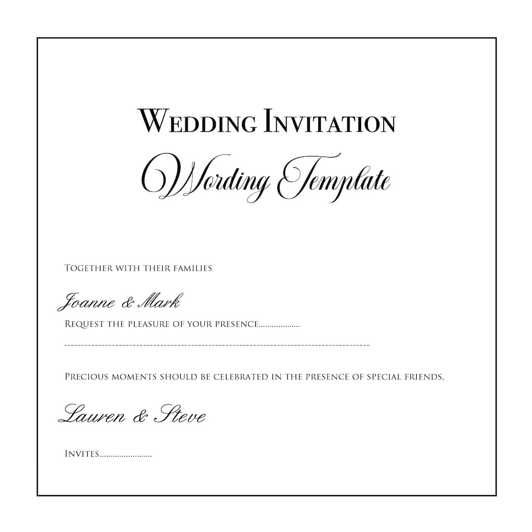 Invitation Wording Template - Etsy