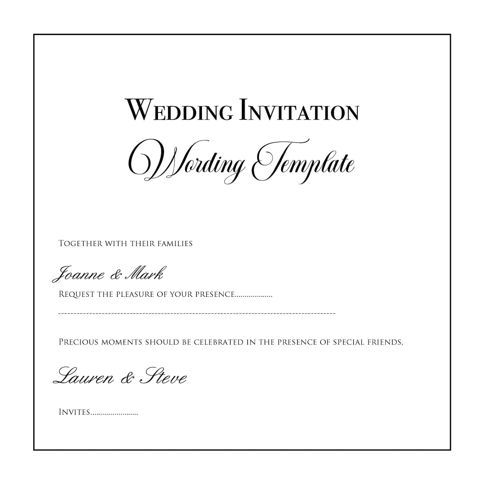 Invitation Wording Template - Etsy
