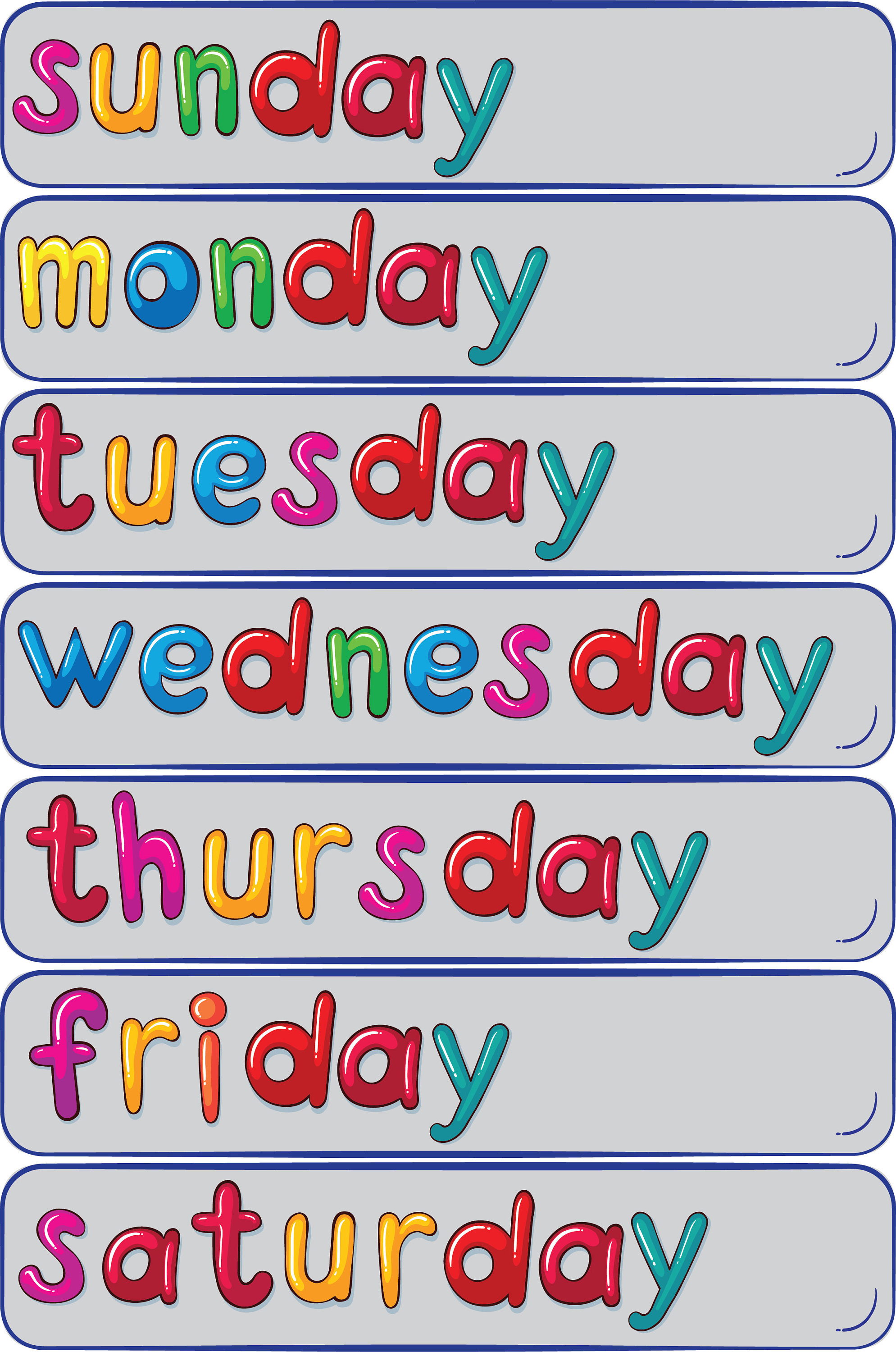 Days of the Week Wall Decal Name of the Days Kids' Decor - Etsy