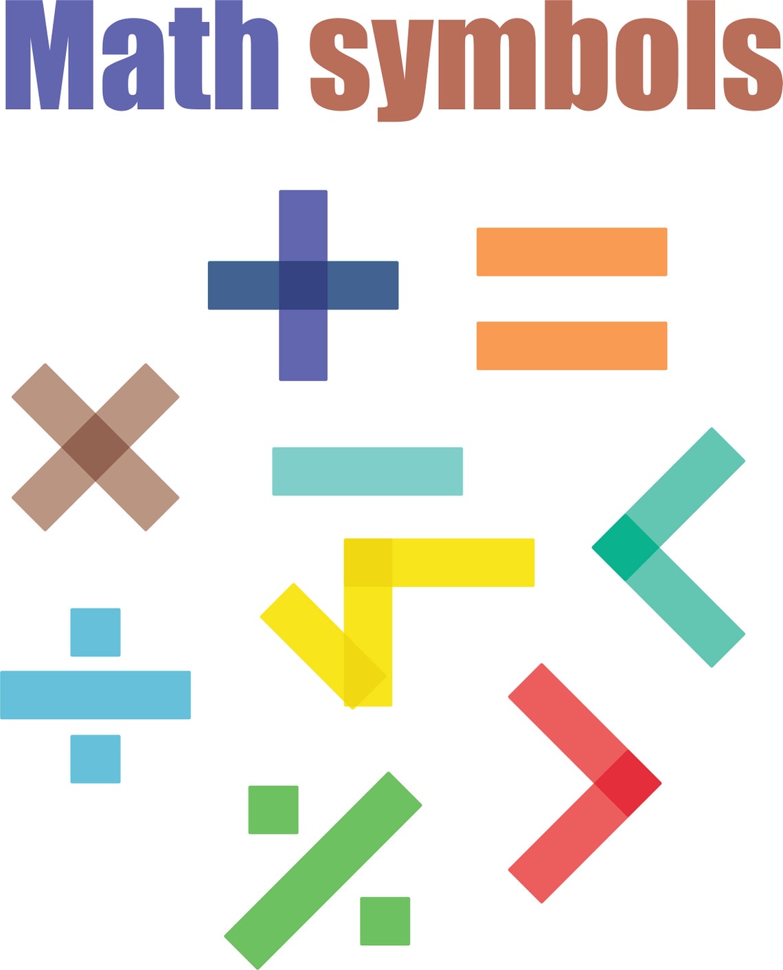 Color Math Symbols Wall Decal Mathematical Notation - Etsy