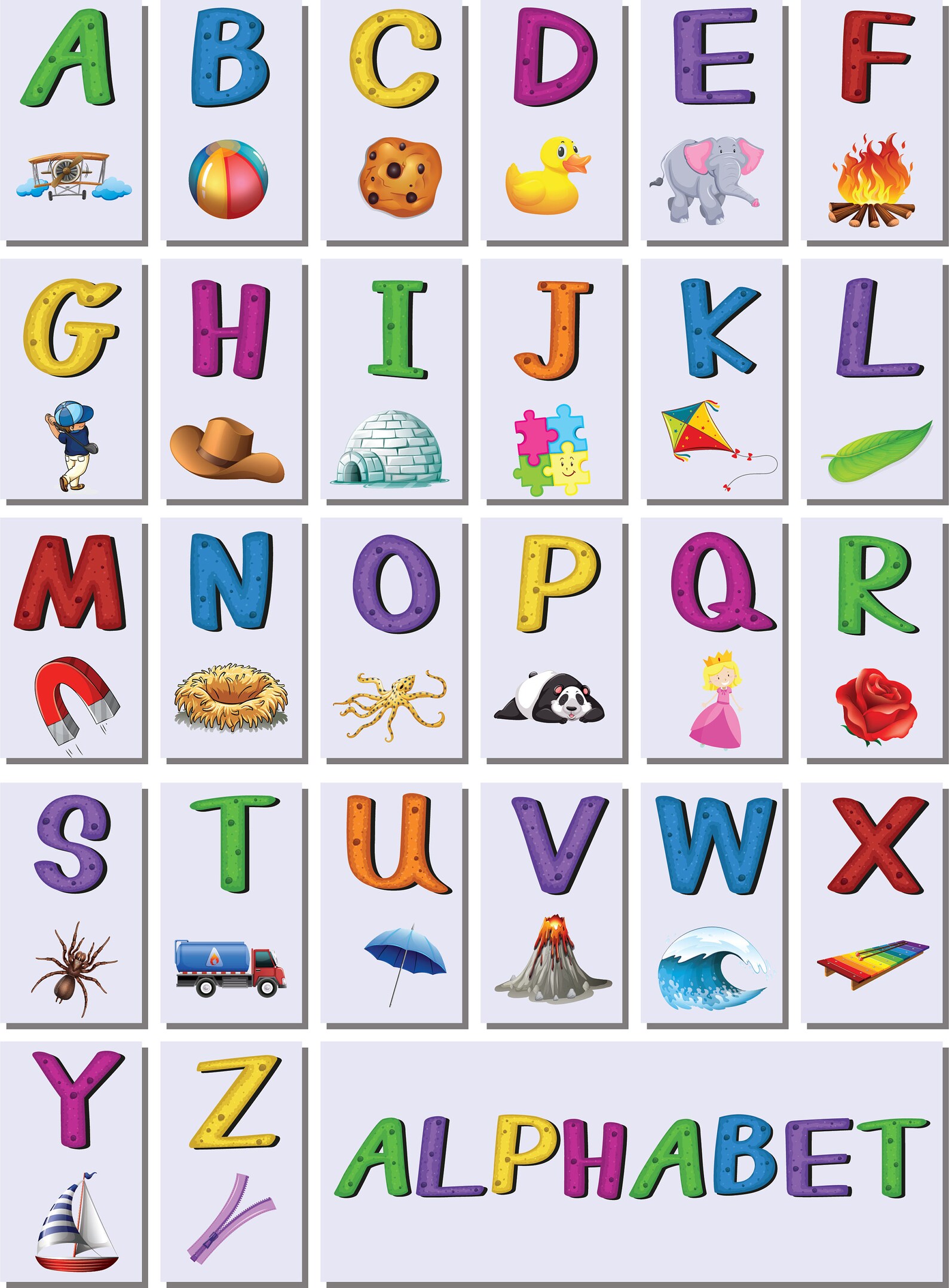 ABC Wall Decal Color Letters & Objects Children Room Design | Etsy