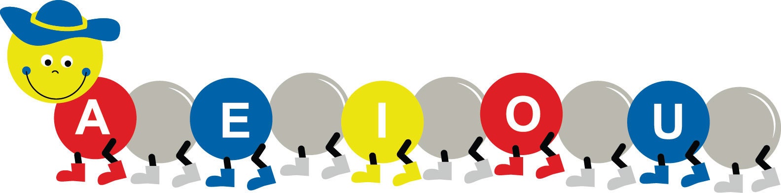 Vowels Wall Decal Caterpillar AEIOU Primary Colors Balls Kids | Etsy