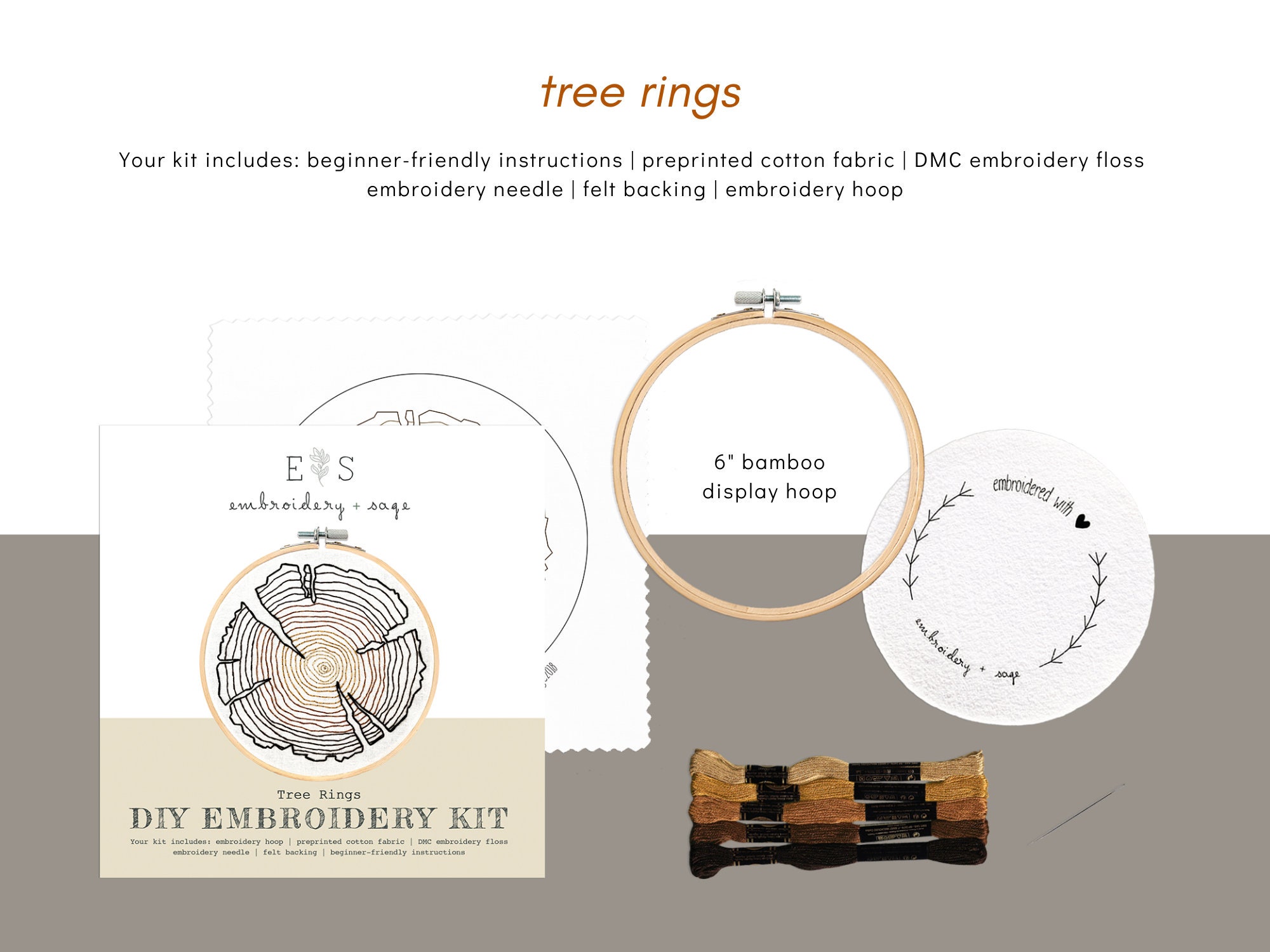 Tree Rings Full Embroidery Kit Diy Modern Needlepoint - Etsy