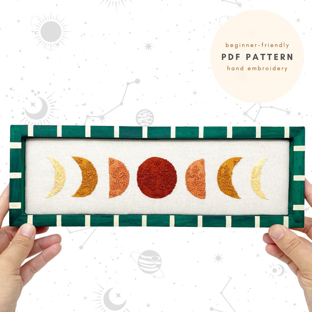 PDF Embroidery Pattern- Moonshine + Moon Phases (two Patterns in One ...