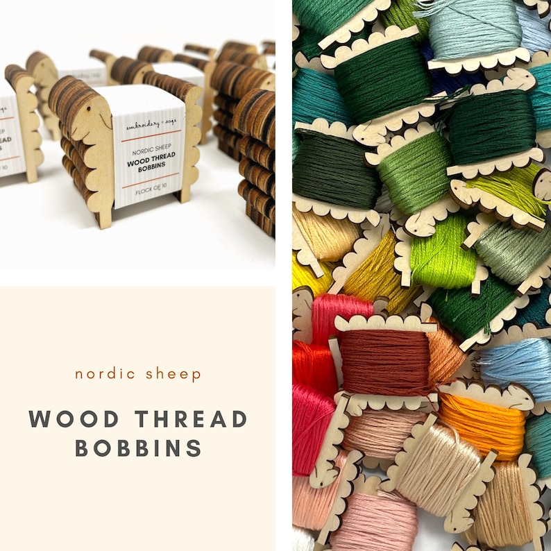 Nordic Sheep - Wood Thread Bobbins - Set of 10 - Etsy
