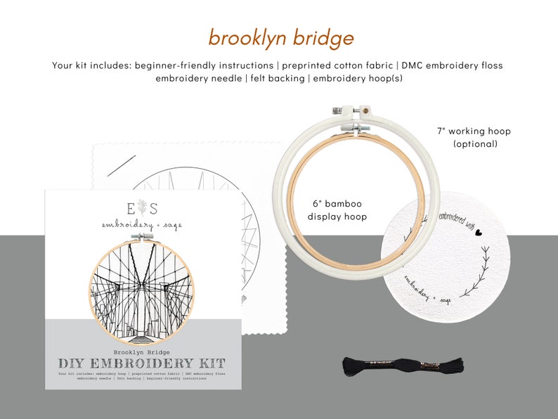 Brooklyn Bridge New York City Full Embroidery Kit Diy | Etsy