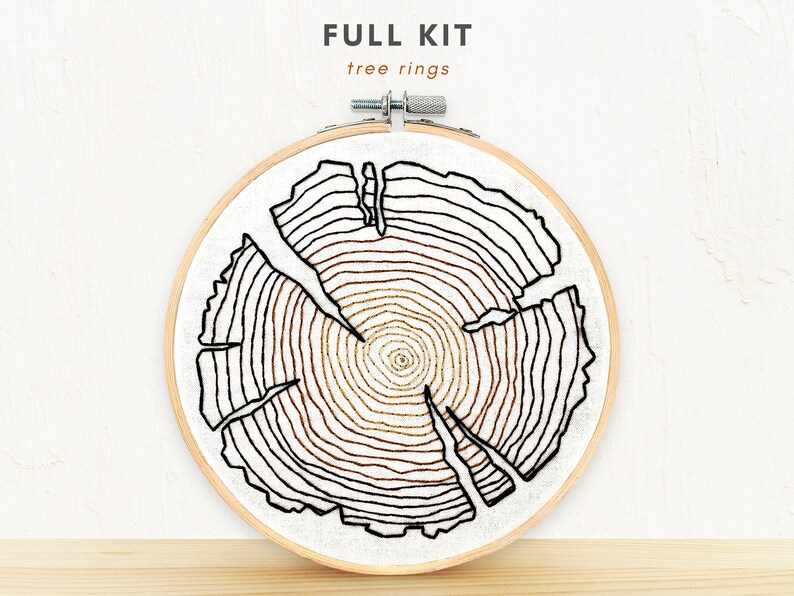 Tree Rings Full Embroidery Kit Diy Modern Needlepoint - Etsy