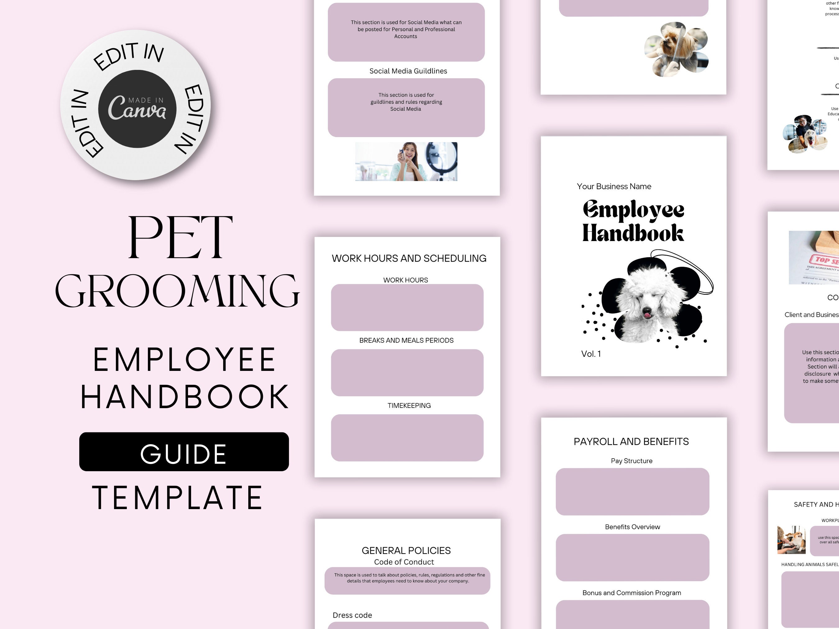 Grooming Employee Handbook,dog Grooming Forms,grooming Business ...