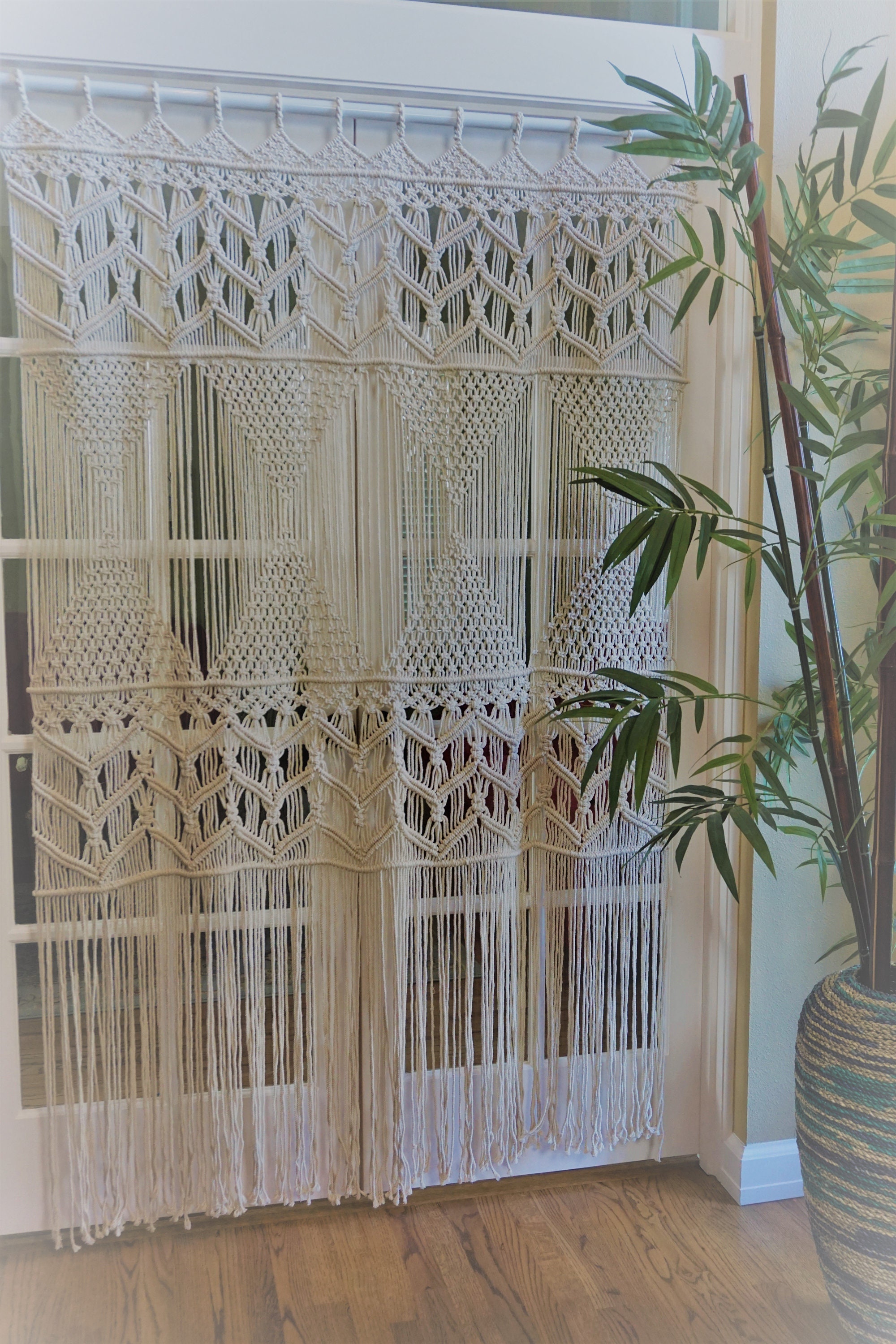 Macrame Curtain Large Boho Woven Wall Hanging Window Drapes - Etsy