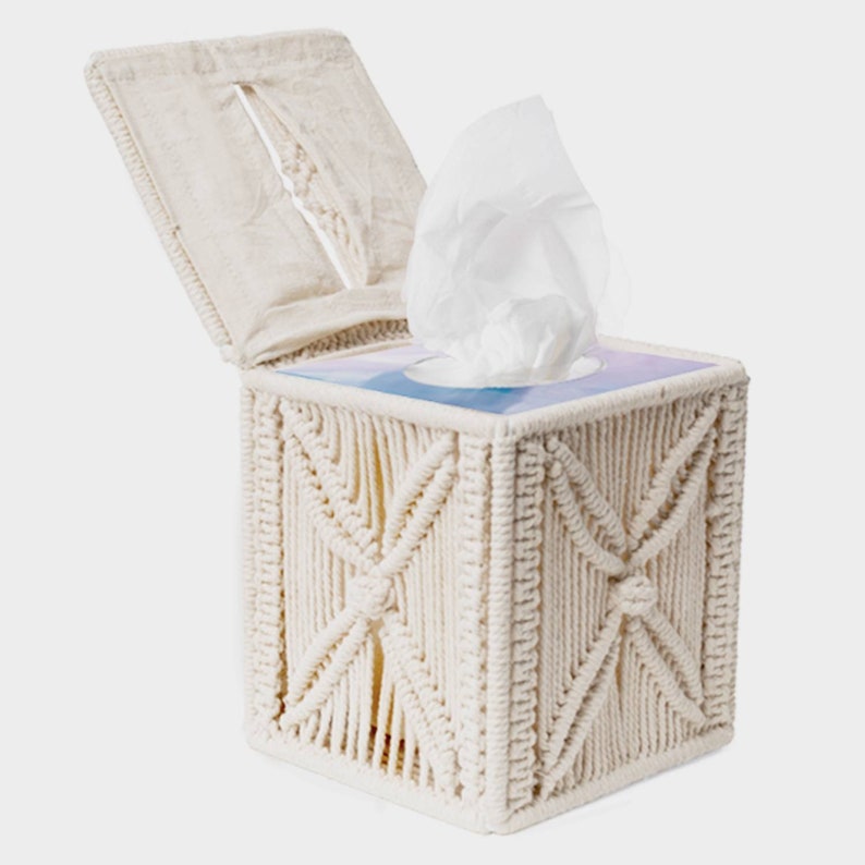 Macrame Square Tissue Box Coverboho Tissue Holder Napkin - Etsy
