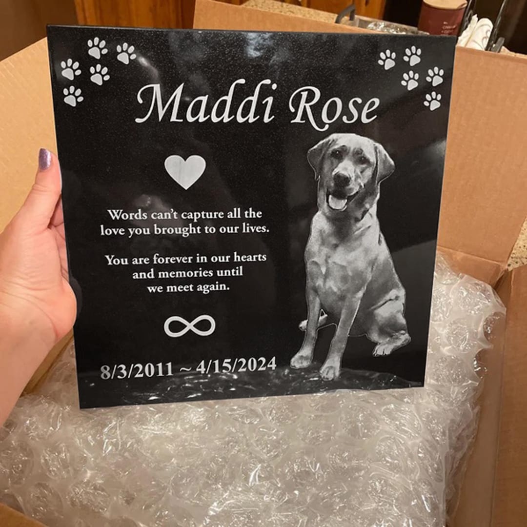 Laser Engraved Pet Memorial Tombstone: Dog Headstone (12x12) - Etsy