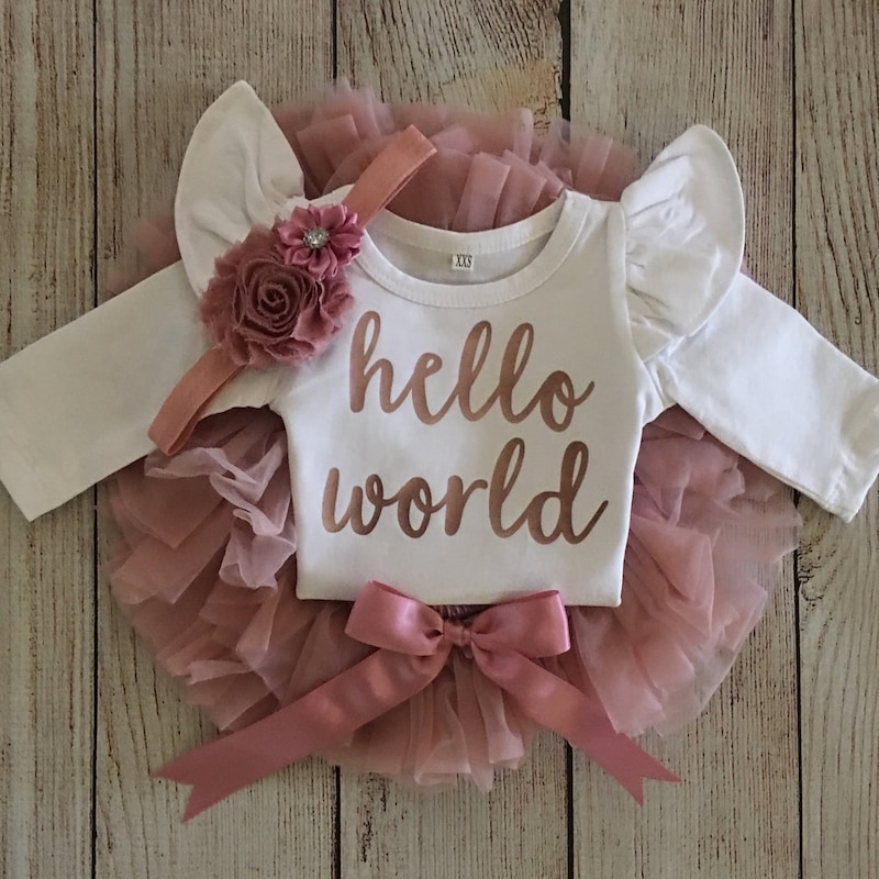 Hello World Newborn Outfit Girl - Etsy