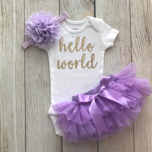 Hello World Newborn Outfit Girl - Etsy