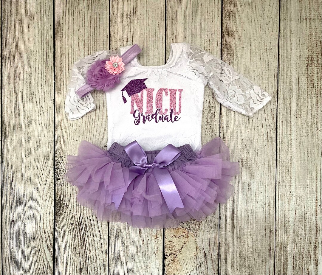 Baby Girl NICU Graduate Outfit: Lavender Tutu Bloomers, Flower Headband ...
