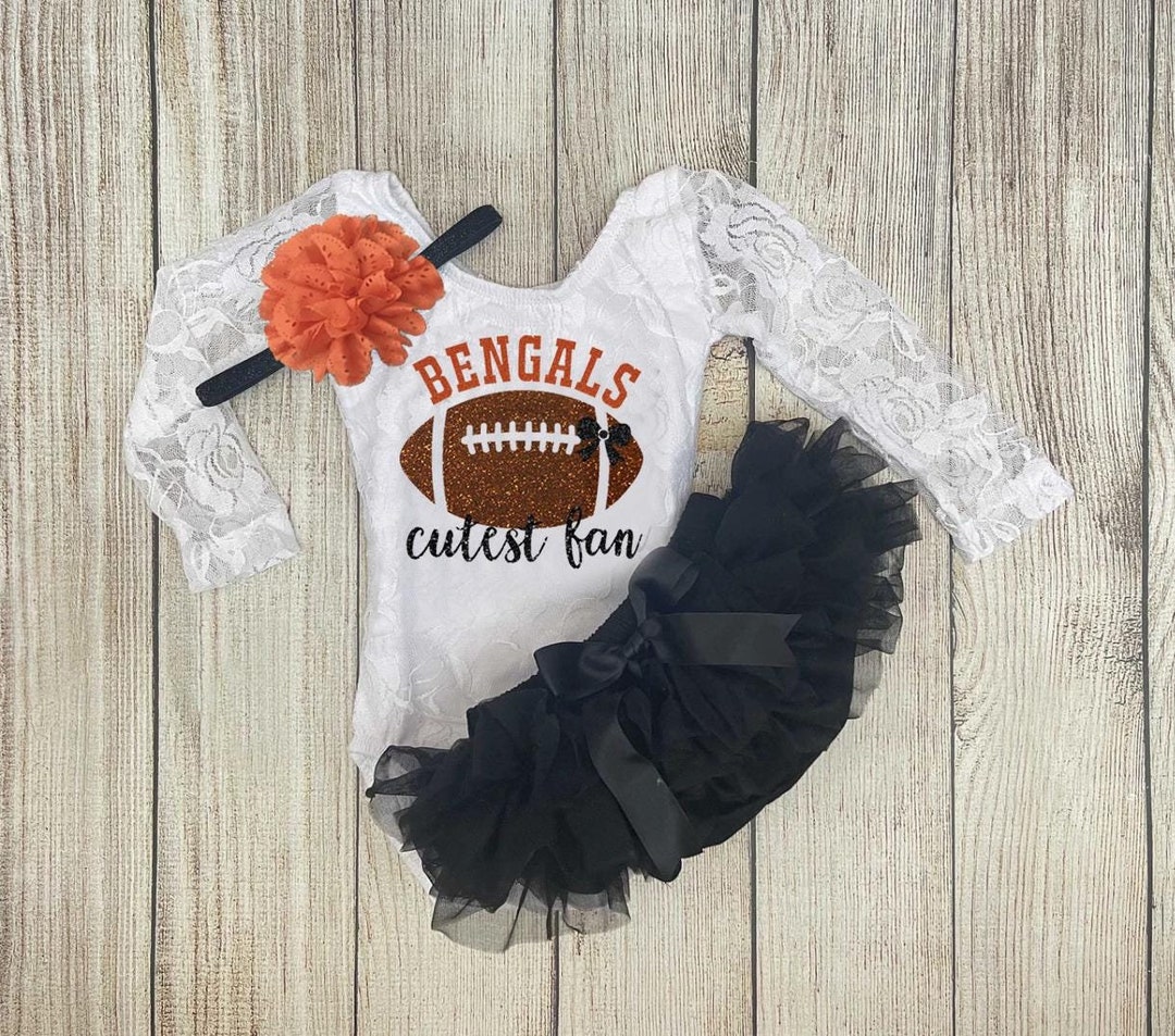 Baby Girl Bengals Outfit – "cutest Fan" Lace Bodysuit, Tutu & Headband ...