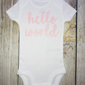 Baby Girl Coming Home Outfit - Hello World Outfit in Light Pink - Hello ...