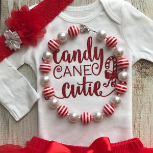 Baby Girl Christmas Outfit - Candy Cane Cutie Outfit - Baby Girl ...
