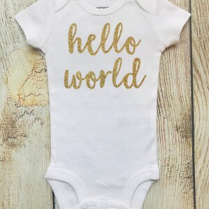 Hello World Outfit in Gold Glitter and Wine/burgundy/maroon - Baby Girl ...