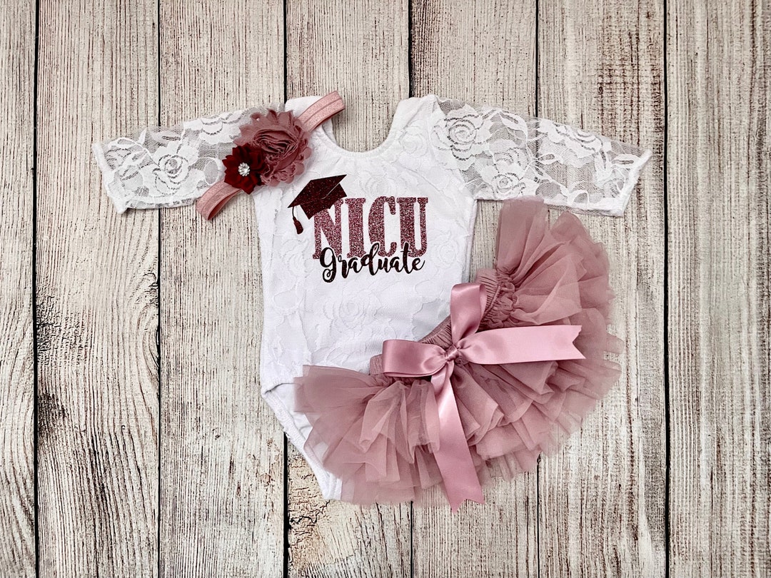 NICU Graduate Outfit: Rose Gold Tutu Bloomers, Lace Bodysuit & Flower ...