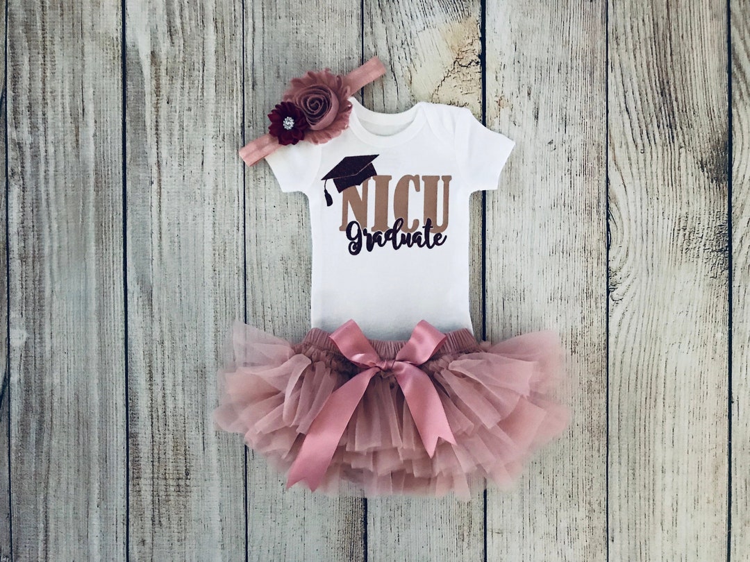 NICU Graduate Baby Girl Outfit: Rose Gold Tutu Bloomers, Flower ...