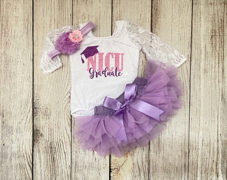 Baby Girl NICU Graduate Outfit: Lavender Tutu Bloomers, Flower Headband ...
