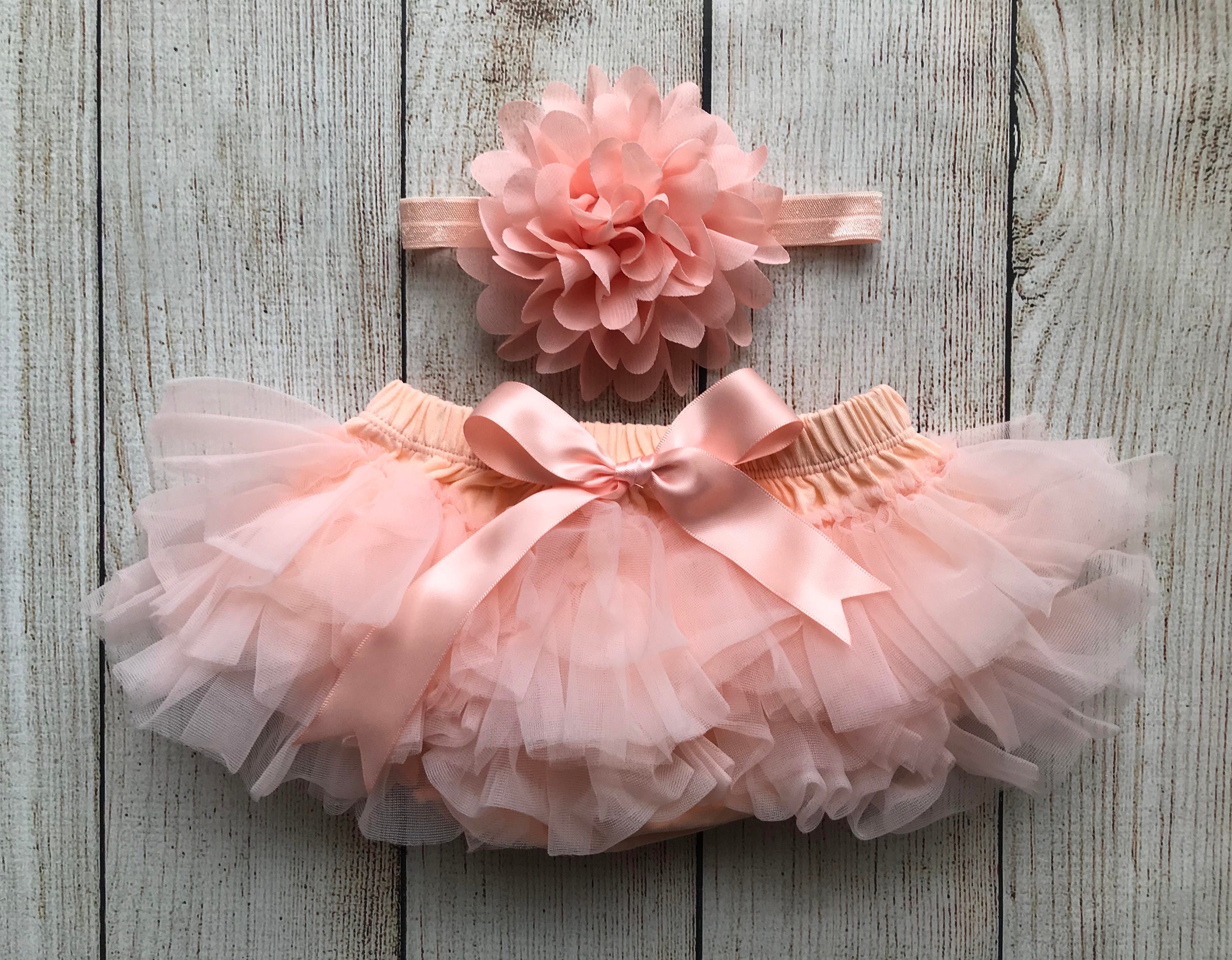 Baby Girl Tutu Bloomers and Headband Set in Peach Newborn | Etsy
