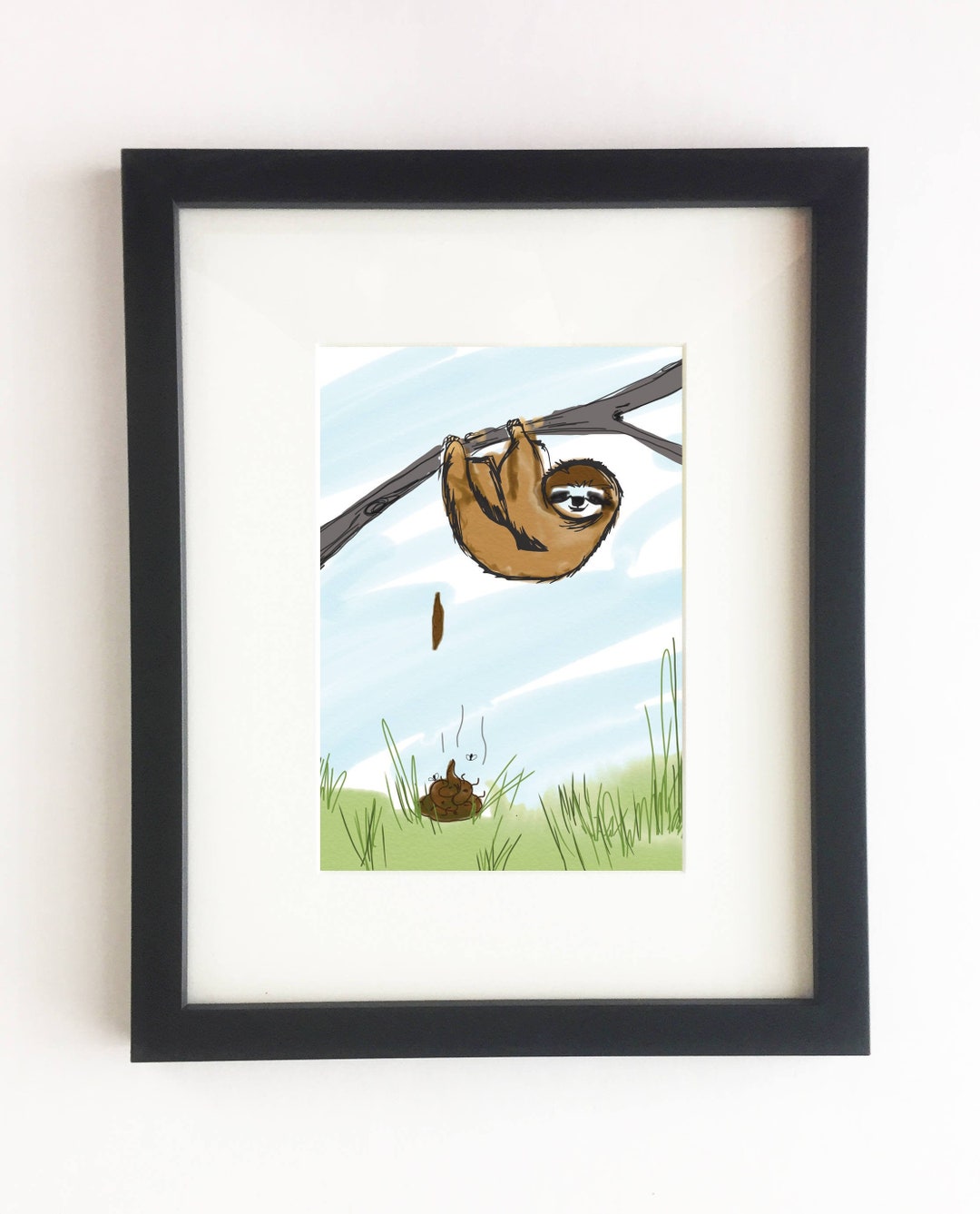 Sloth - Bathroom Art Decor- Poo Collection (home Decor, Wall Art, Home ...