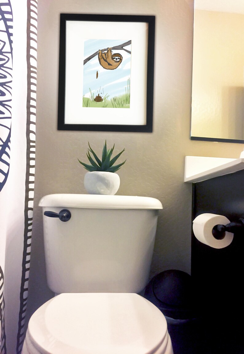 Sloth - Bathroom Art Decor- Poo Collection (home Decor, Wall Art, Home ...