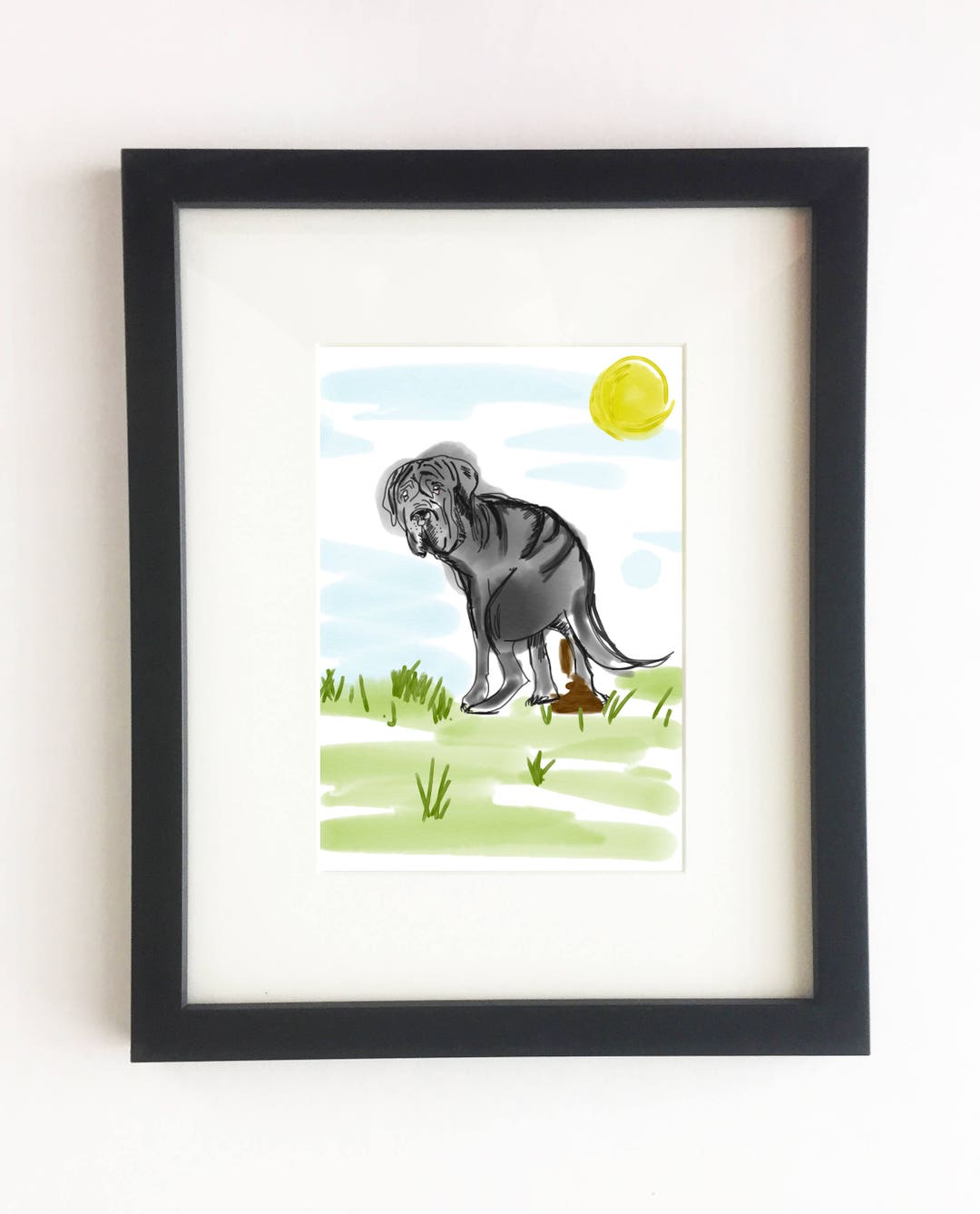 Dog Mastiff Pooping - Illustration, Drawing, Puppy, Big Dog, Gray ...