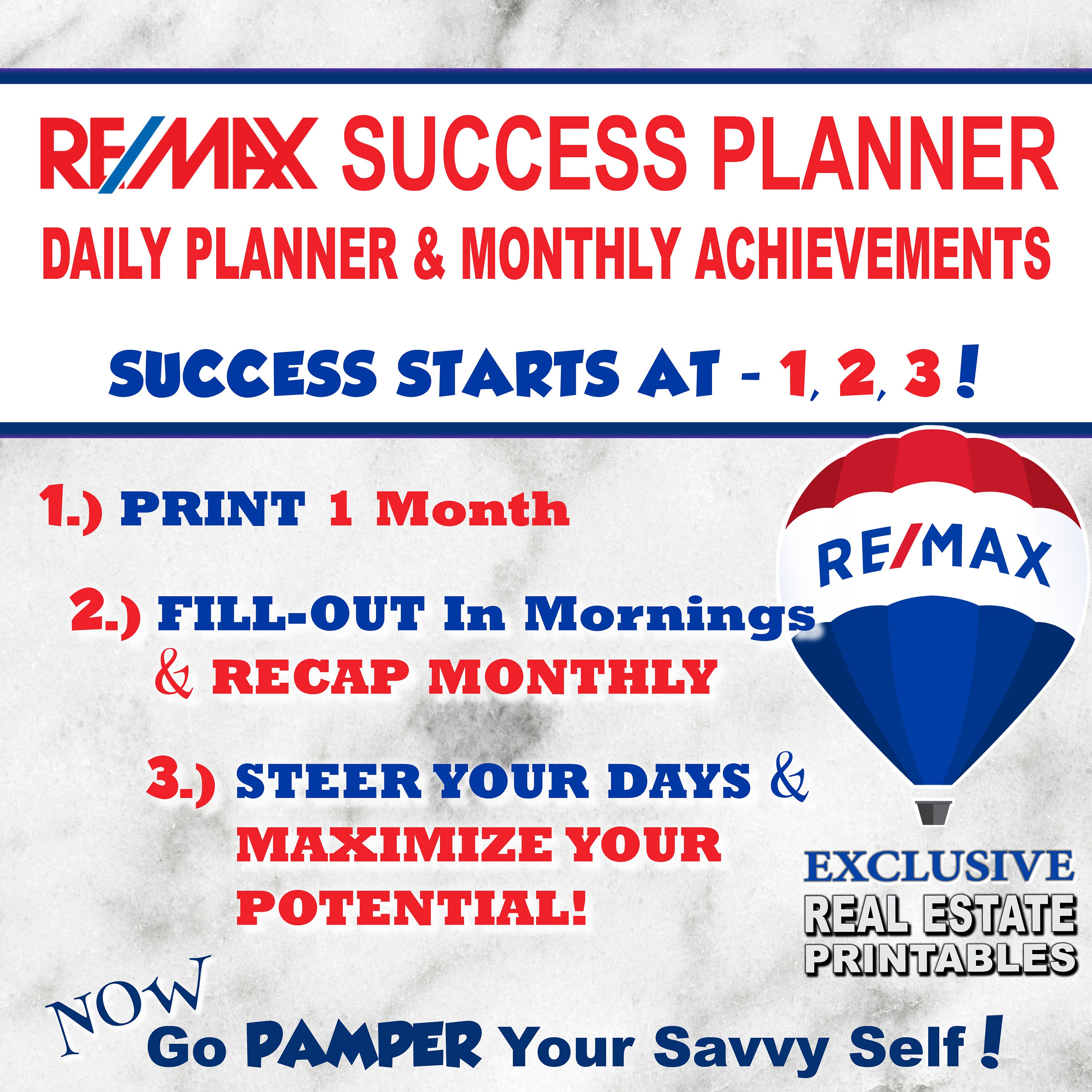 REMAX - Real Estate Printable - Goal Achievement - Daily and Monthly ...