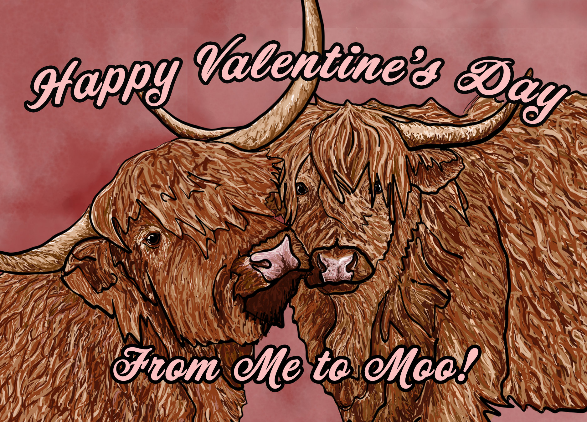 Valentines Cards Holiday & Seasonal Cards Greeting Cards Highland Cow ...
