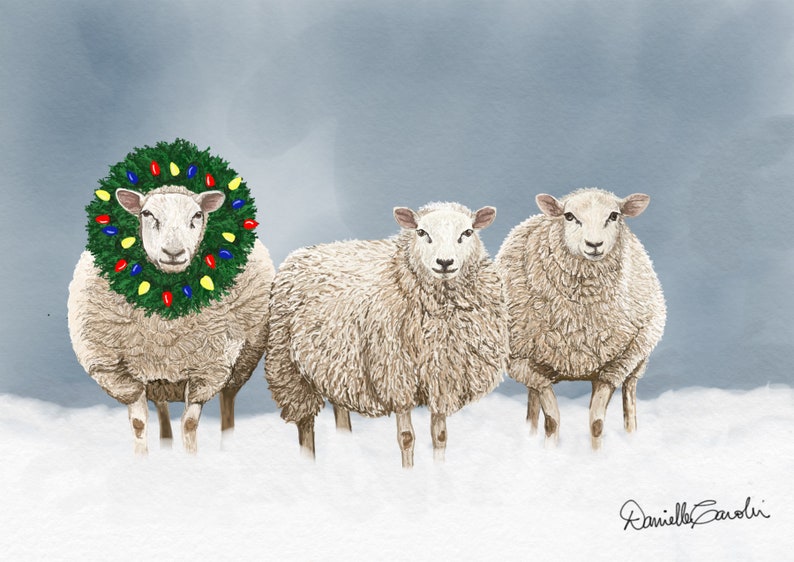 Farm Animal Christmas Card Set - Etsy