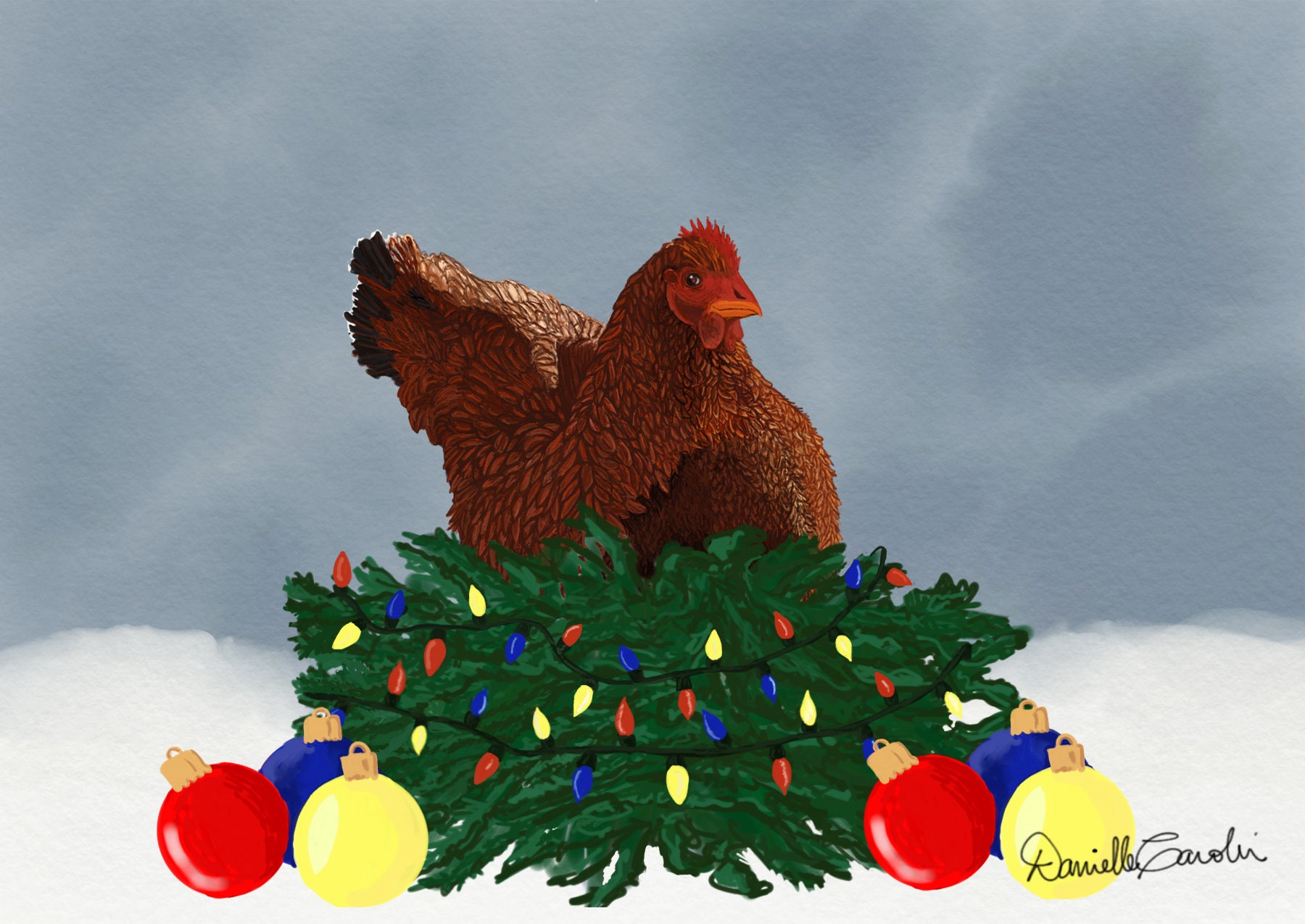 Tarjeta de Navidad de Pollo - Etsy España