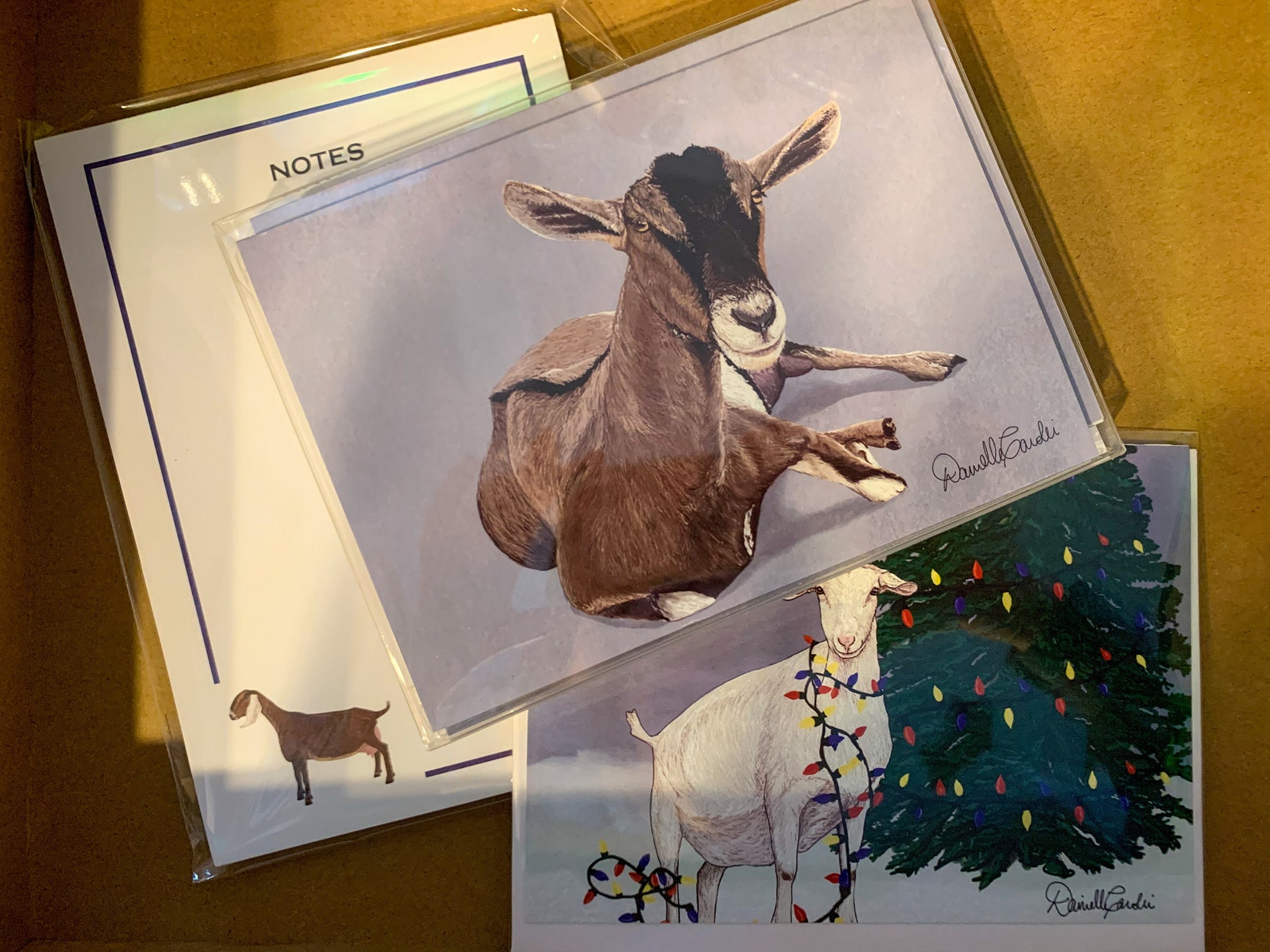 Goat Gift Holiday Set With Goat Christmas Card, Goat Notepad and Goat ...