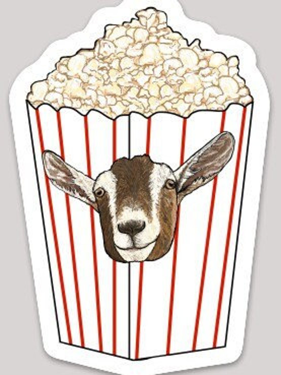 Goat Popcorn Sticker - Etsy