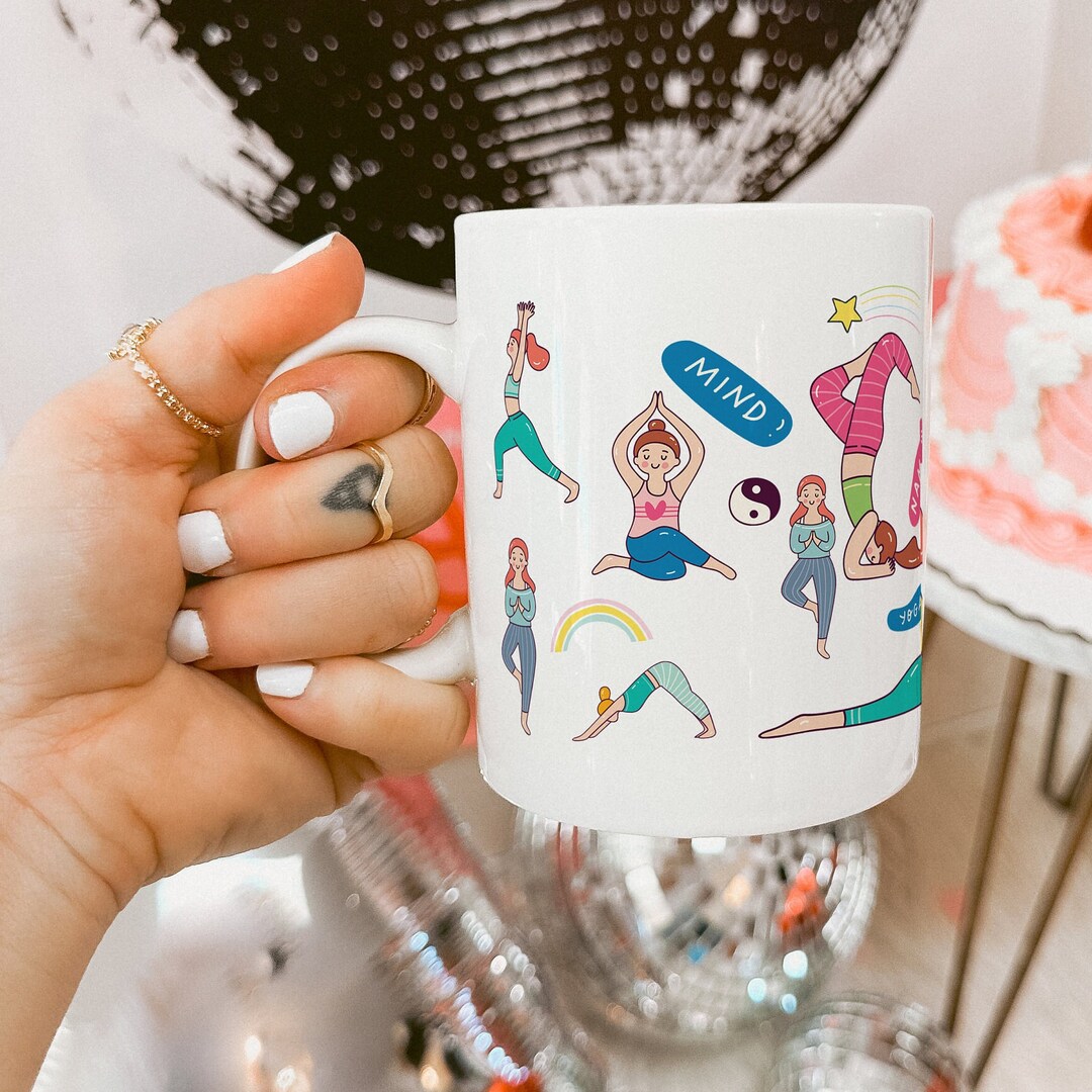 Yoga Mug Full Wrap Mug, Yoga Poses, Yoga Mum Gift for Yogi, Yoga Lover ...