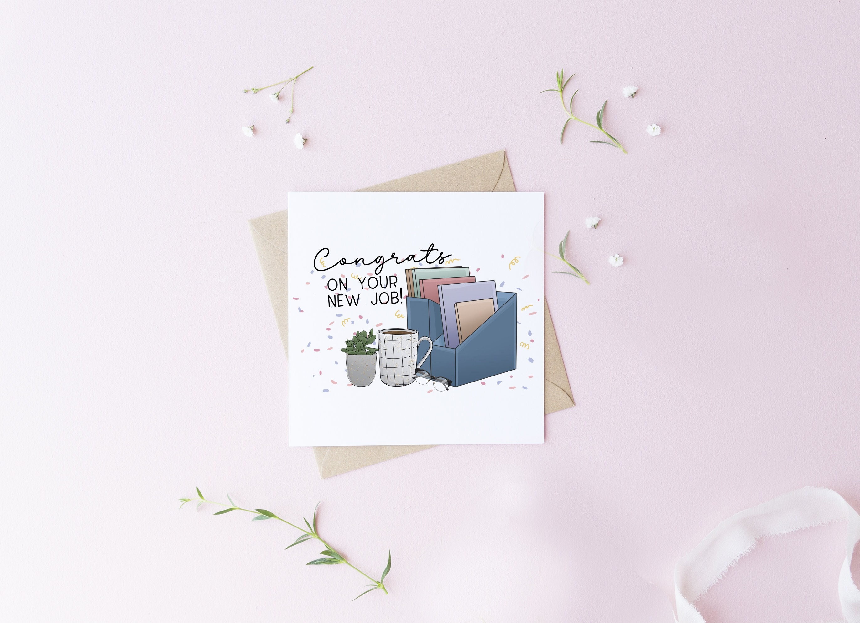 Congrats on Your New Job Card for Her Girly Greeting Cards - Etsy