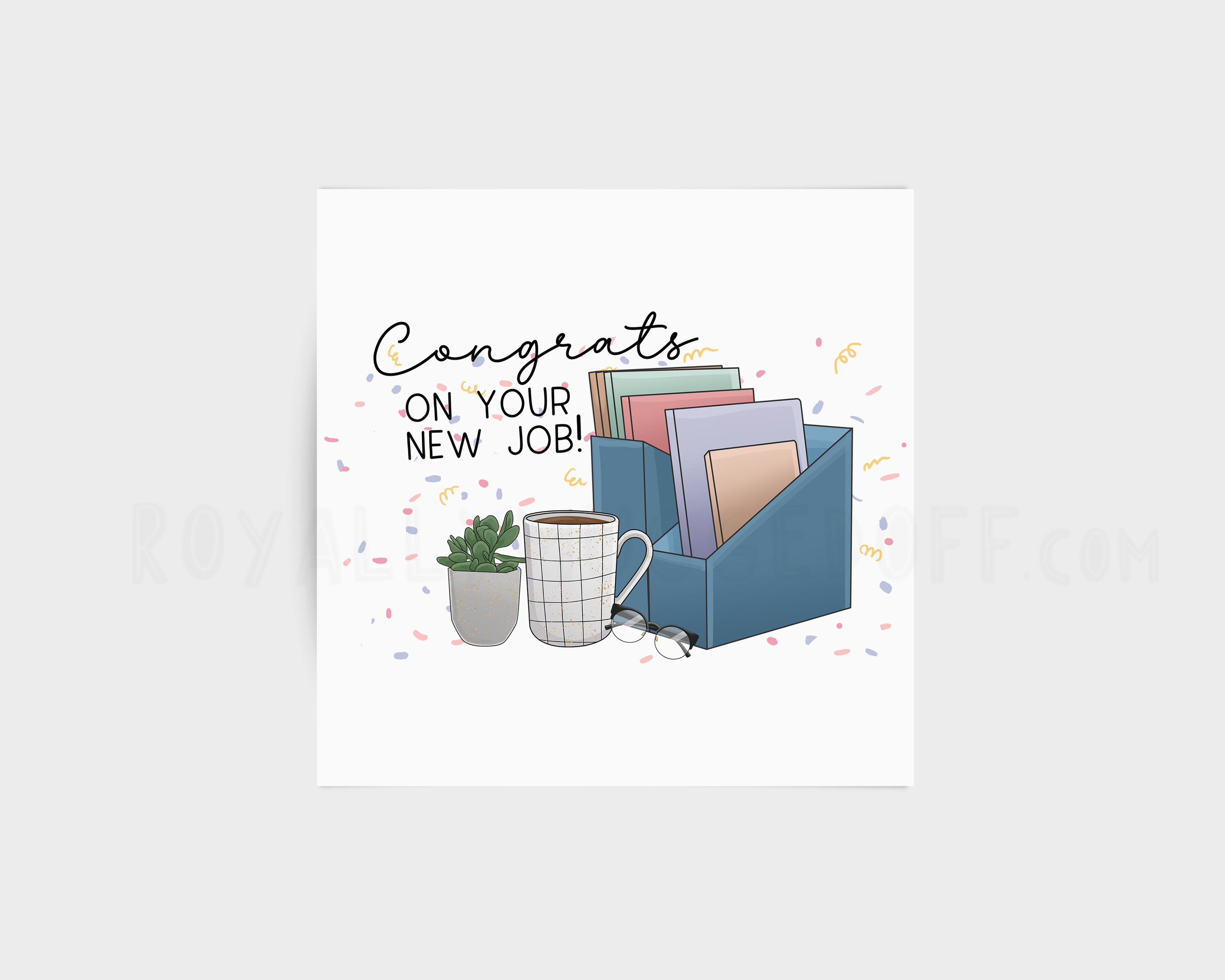 Congrats on Your New Job Card for Her Girly Greeting Cards - Etsy