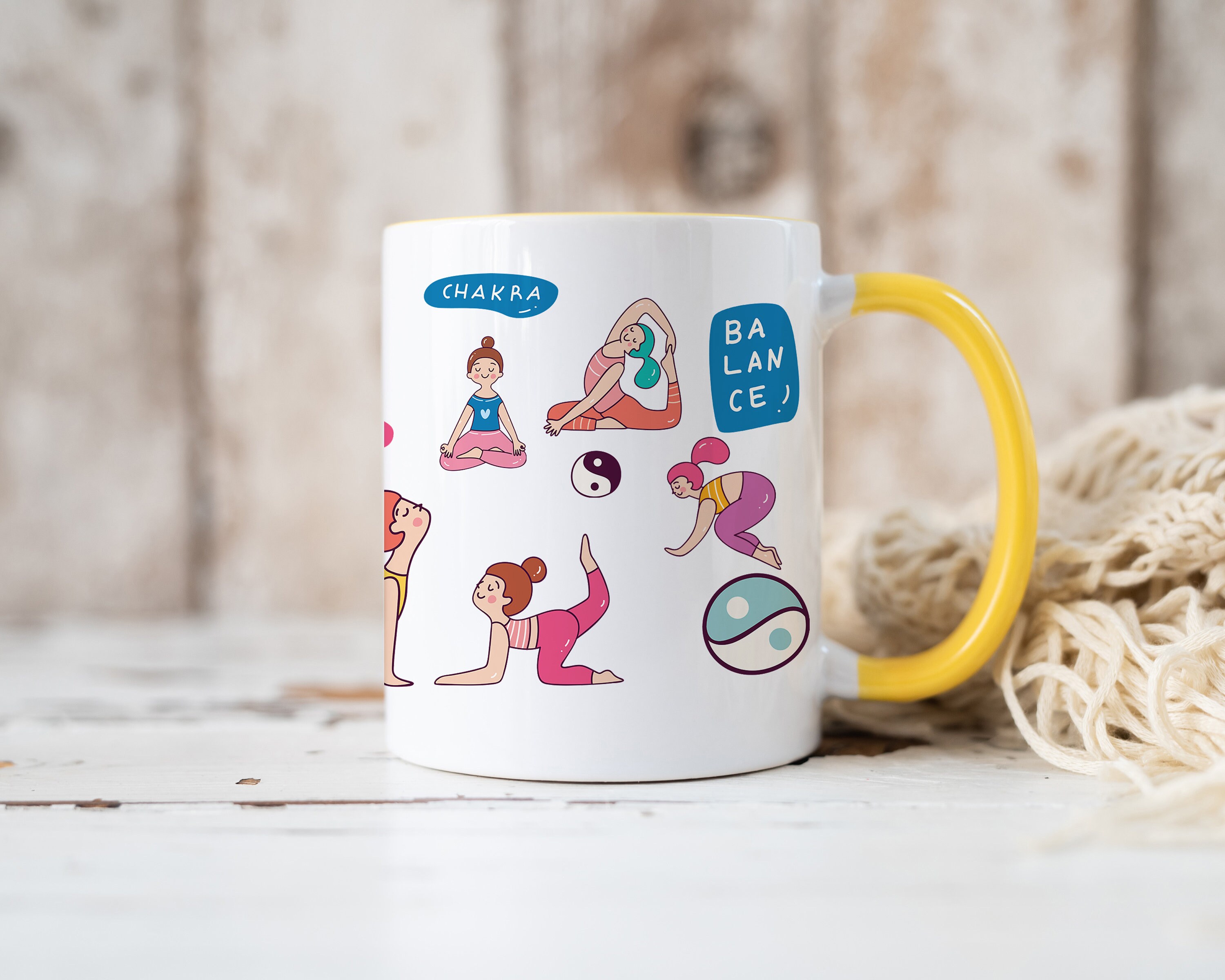 Yoga Mug Full Wrap Mug, Yoga Poses, Yoga Mum Gift for Yogi, Yoga Lover ...